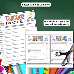 Teacher Friendly Feud Game Printable, Back to School Activity, Teacher ...