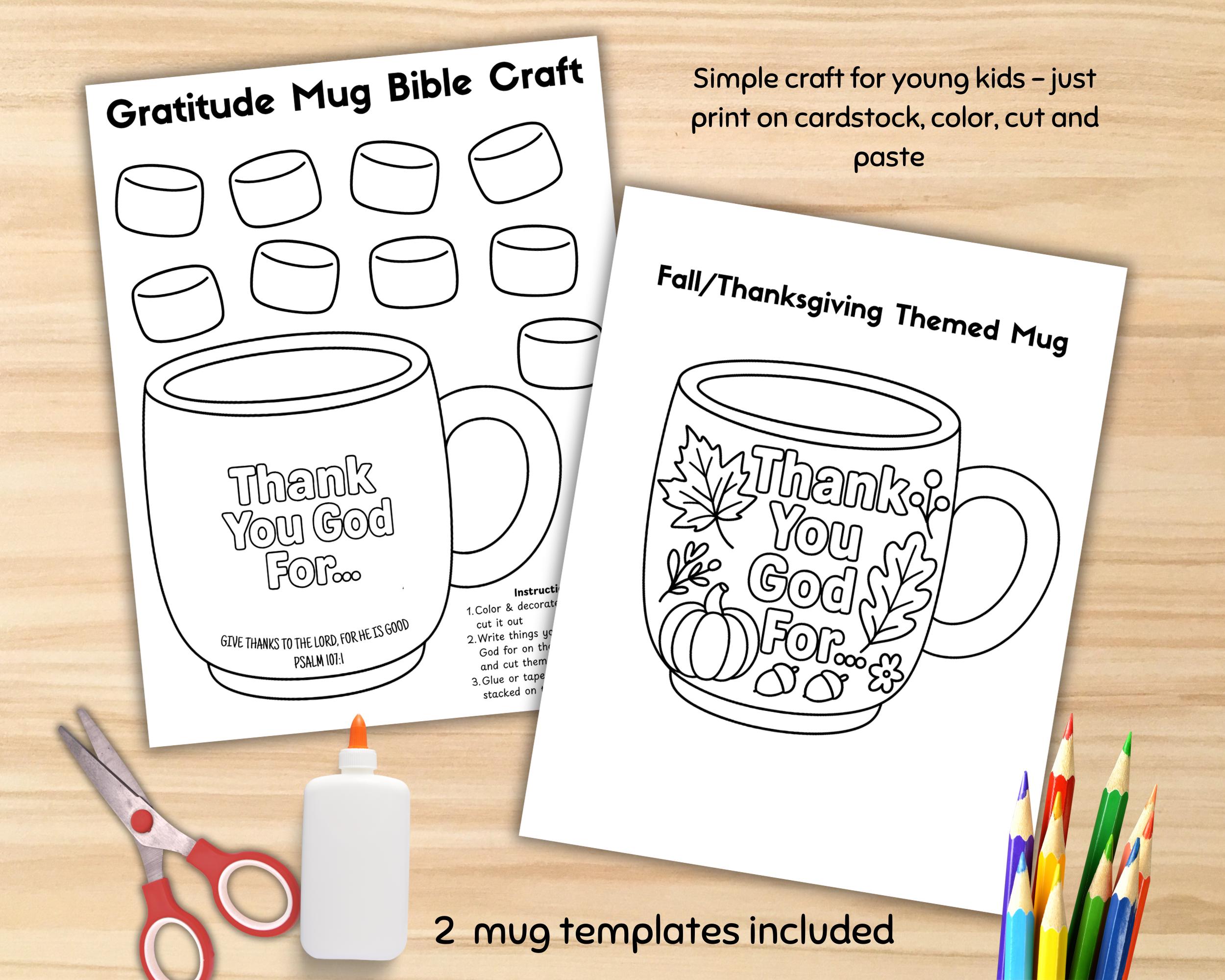 Gratitude Mug Bible Craft Printable, Thanksgiving Craft for Kids ...