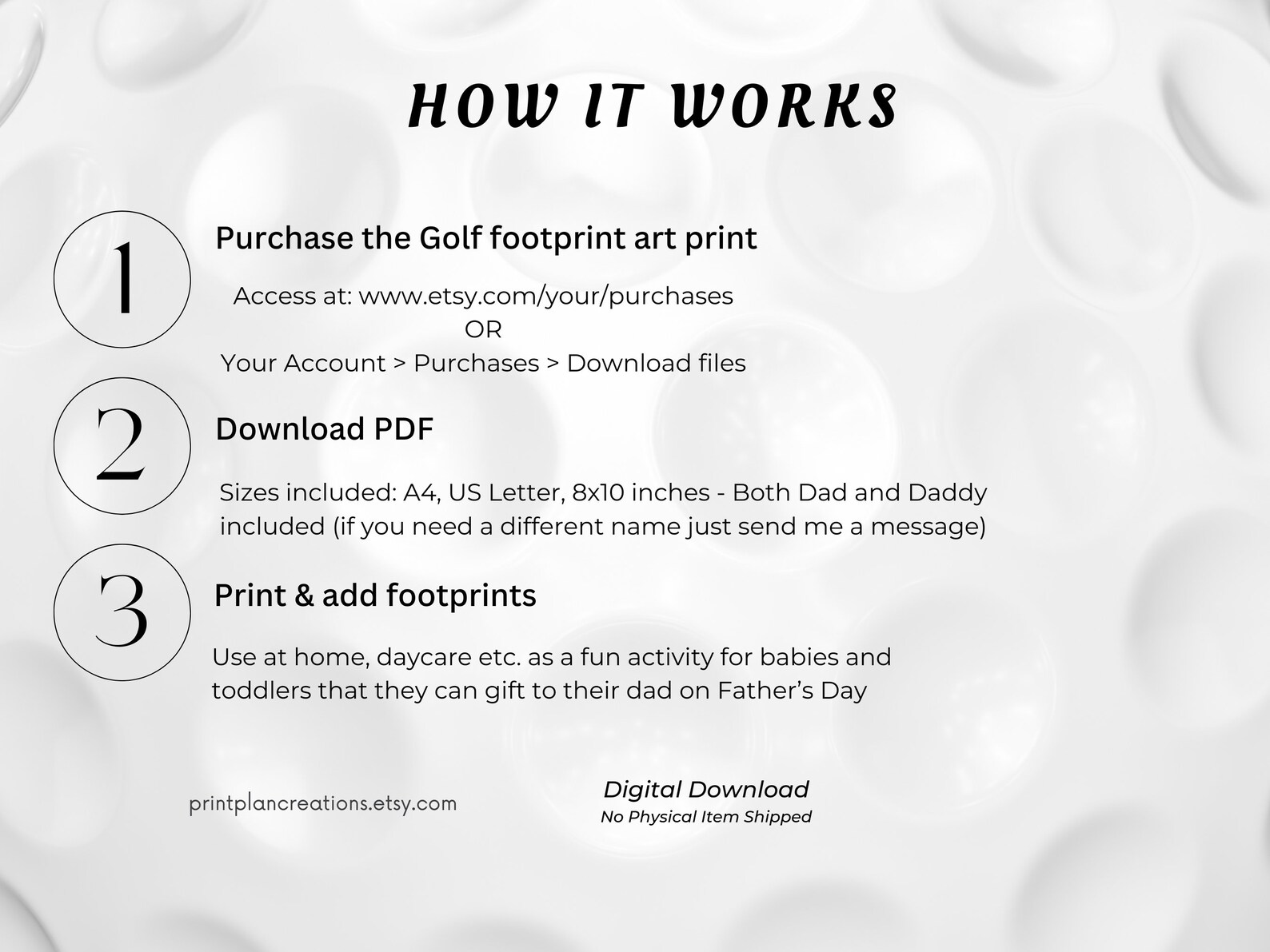 Father's Day Golf Handprint Footprint Art, Best Dad by Par, Printable ...