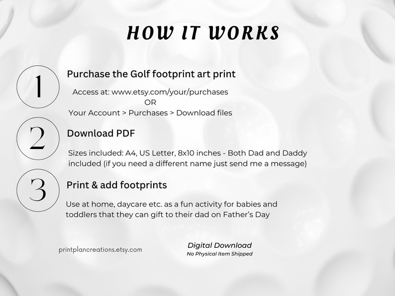 Father's Day Golf Handprint Footprint Art, Best Dad by Par, Printable ...