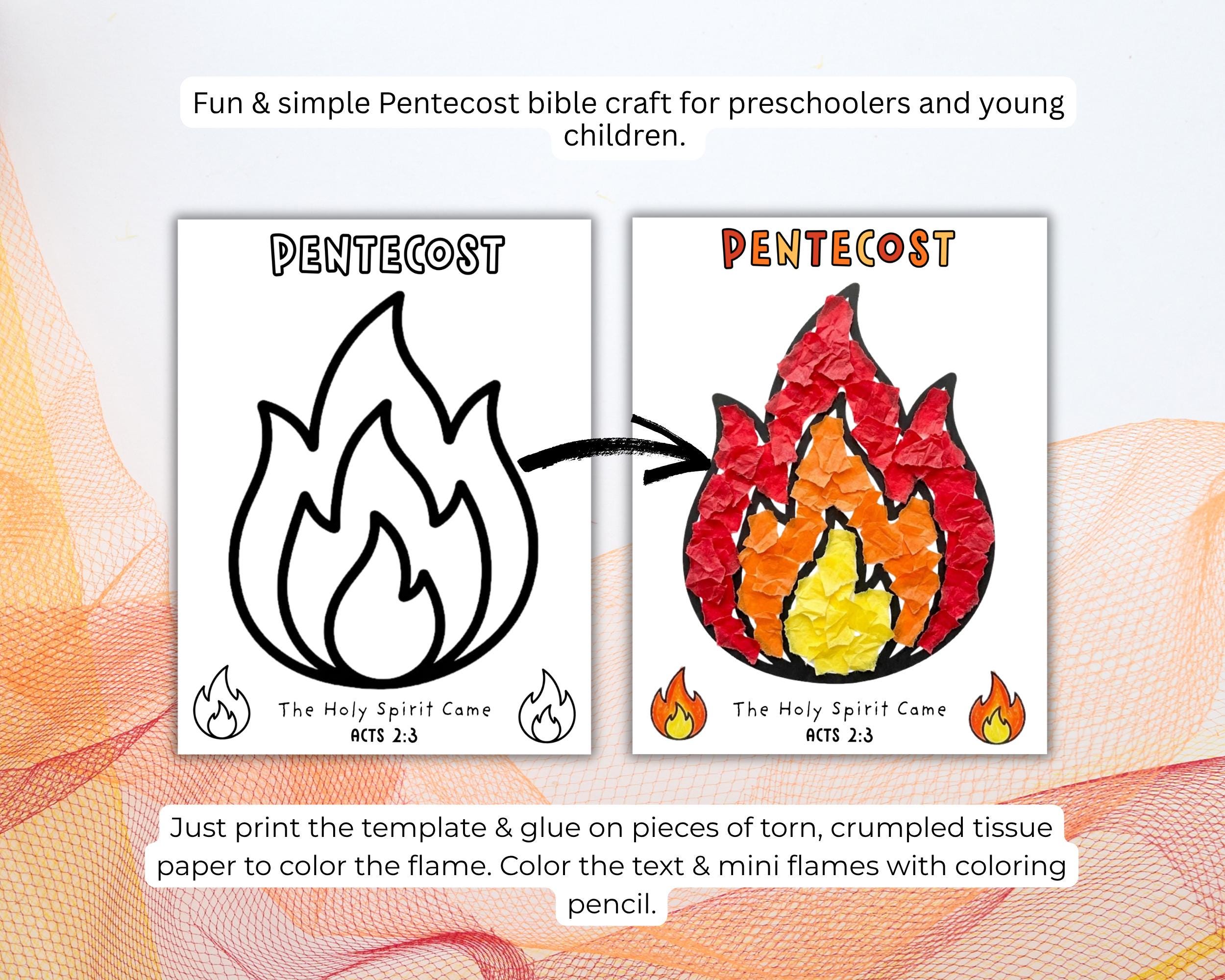 Pentecost Torn Paper Craft, Pentecost Bible Craft Printable, Religious ...