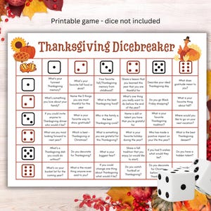 Thanksgiving Dicebreaker Icebreaker Game, Get to Know You, Gratitude ...