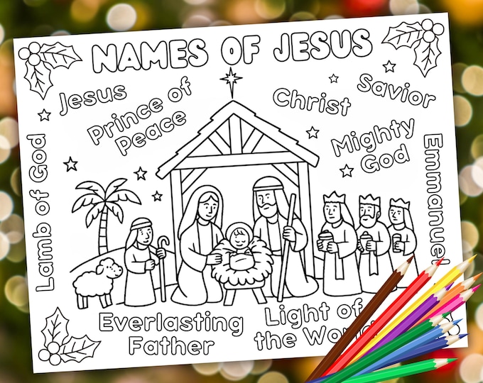 Names of Jesus Coloring Page Printable, Advent Bible Coloring Sheet ...