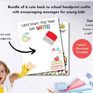Back to School Handprint Art Bundle, First Day of School Handprint ...