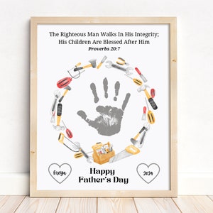Father's Day Bible Craft, Printable Dad Handprint Art, Christian Sunday ...