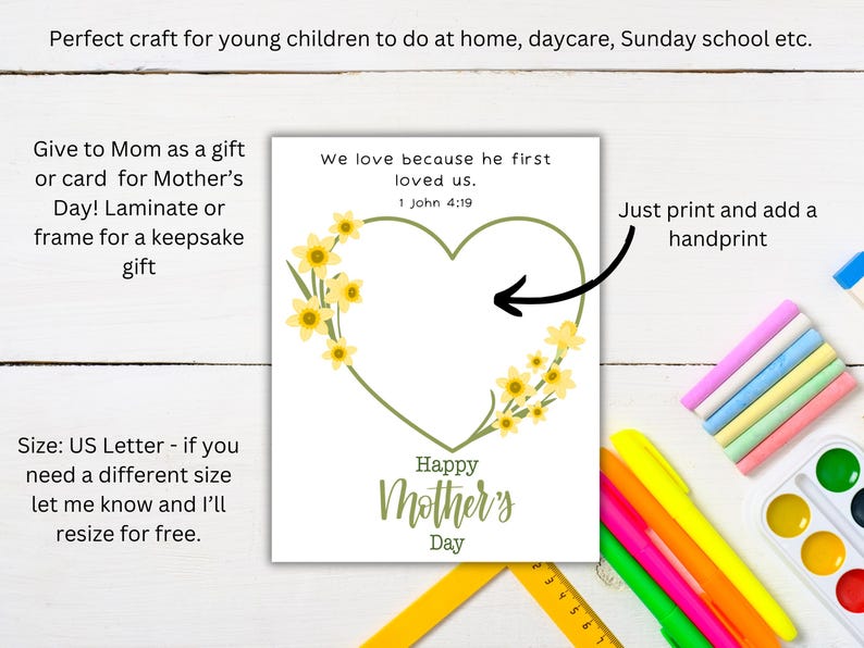 Mothers Day Bible Craft, Mother's Day Handprint Art, Printable Sunday ...