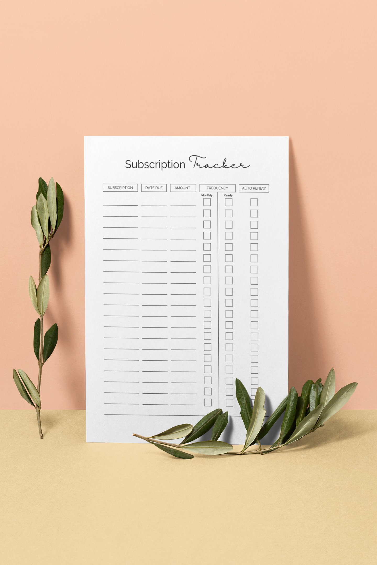Subscription Tracker Printable Subscription Log Recurring Charges ...