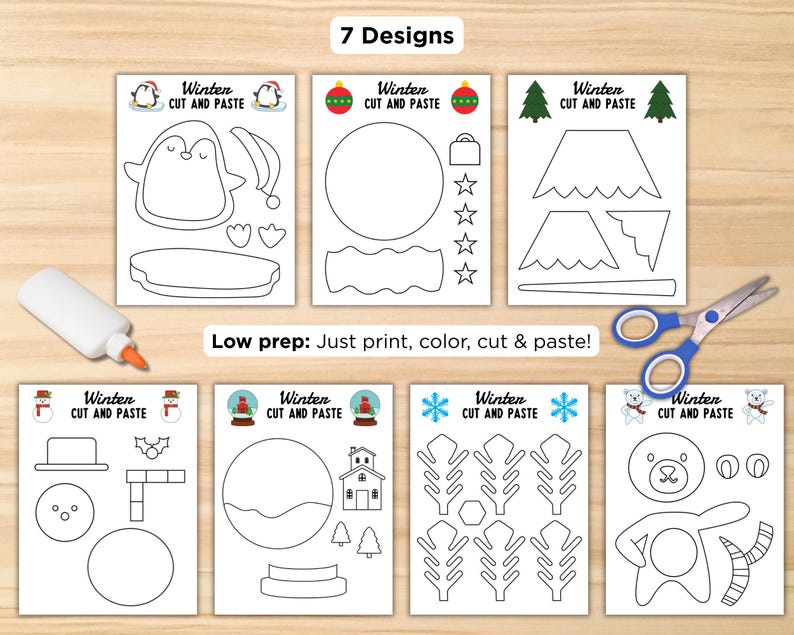 Winter Coloring Craft for Kids, Christmas Cut & Paste Paper Craft ...