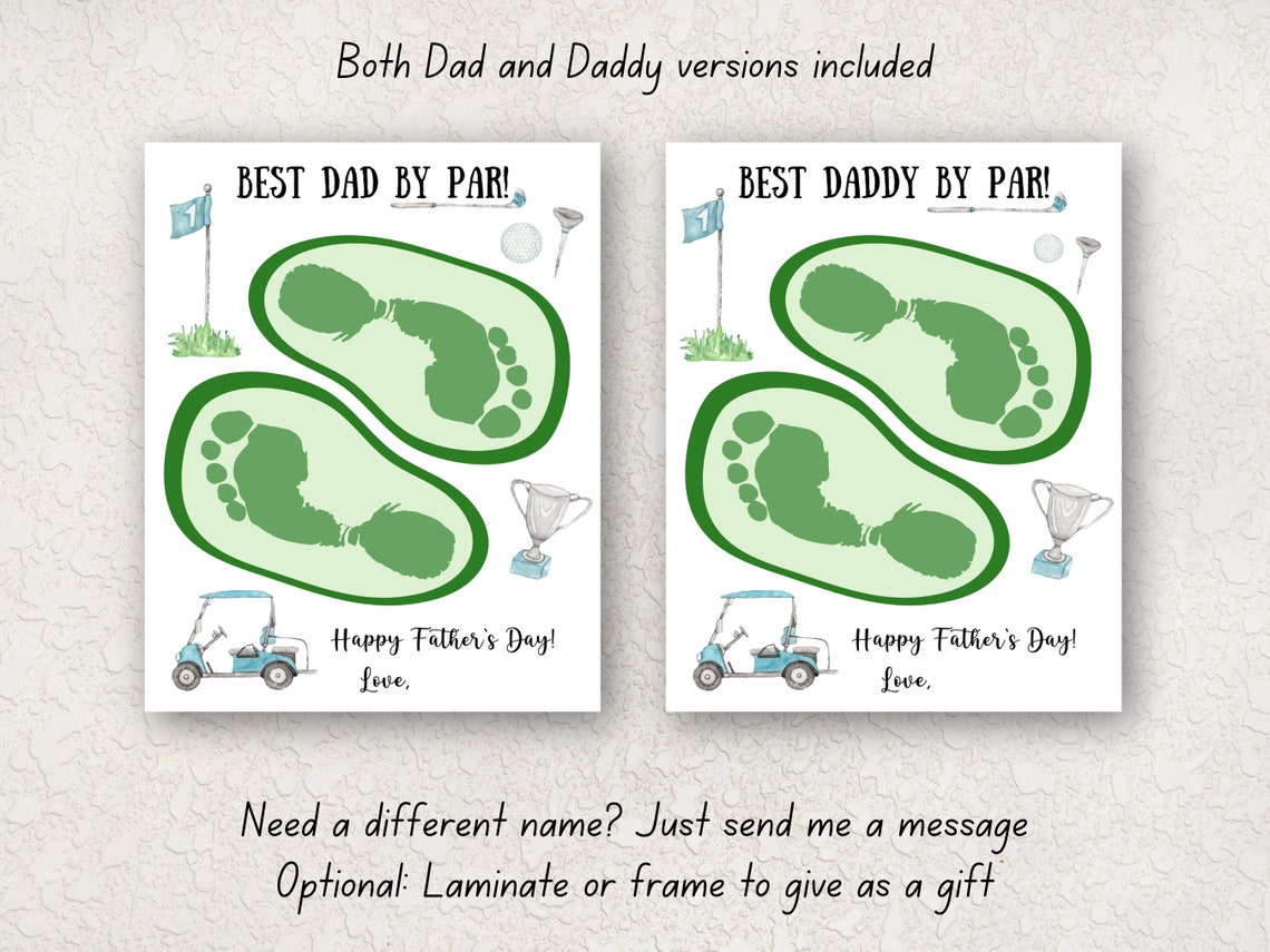 Father's Day Golf Handprint Footprint Art, Best Dad by Par, Printable ...