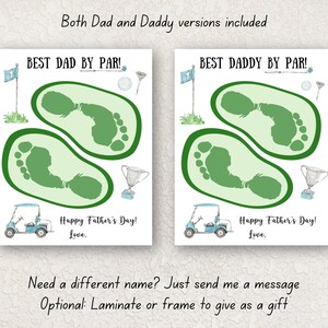 Father's Day Golf Handprint Footprint Art, Best Dad by Par, Printable ...