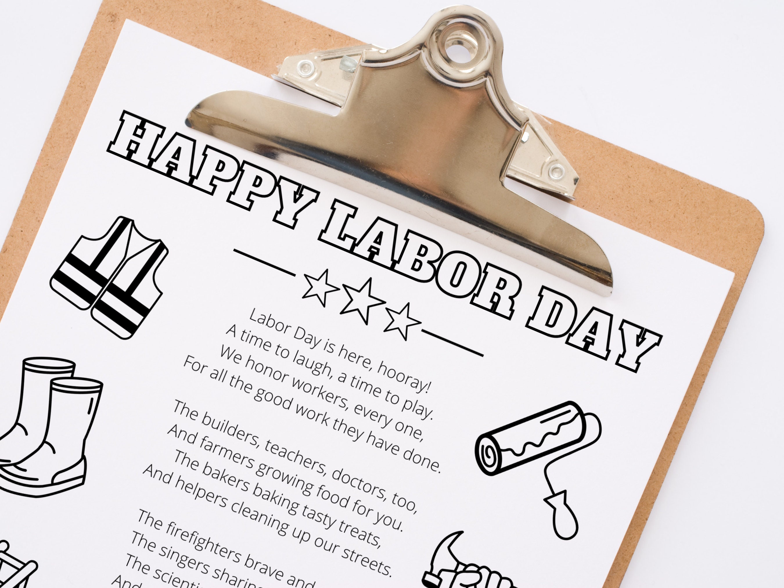 Labor Day Poem for Kids, Labor Day Coloring Sheet, Labor Day Activities ...