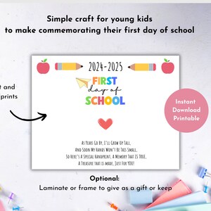 First Day of School Handprint Art, Kindergarten Preschool Handprint ...