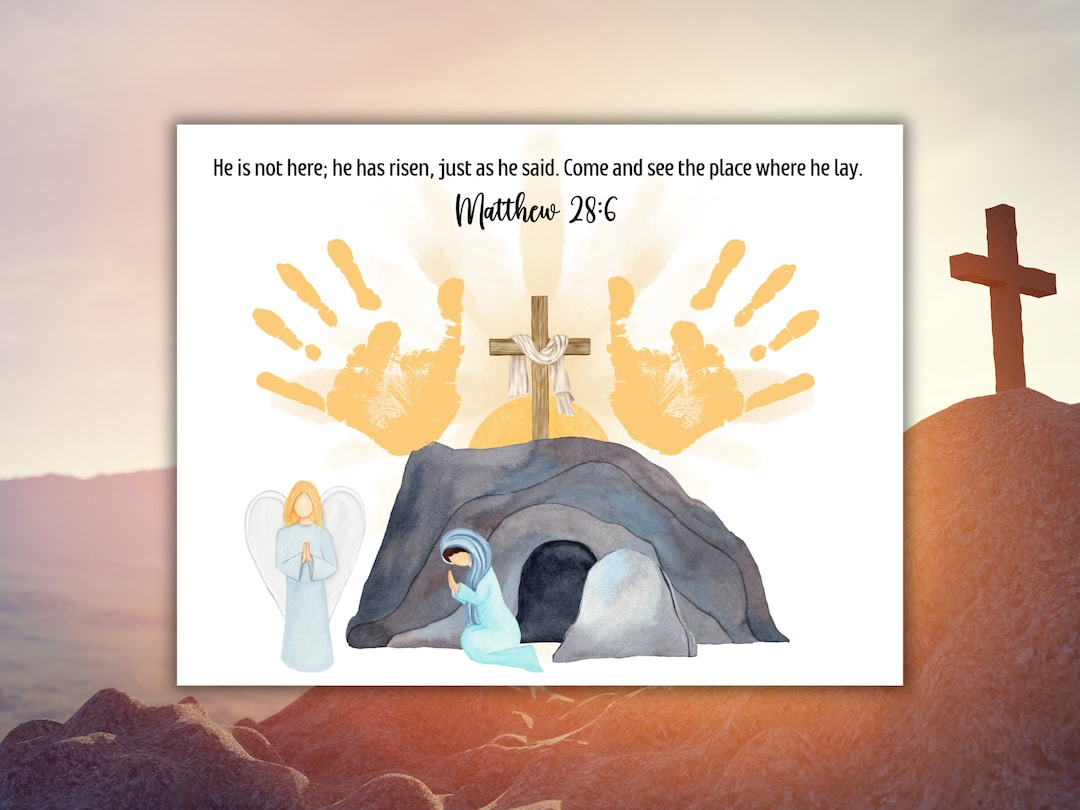 Jesus is Risen Easter Sunday Handprint Art Craft, Resurrection Craft ...