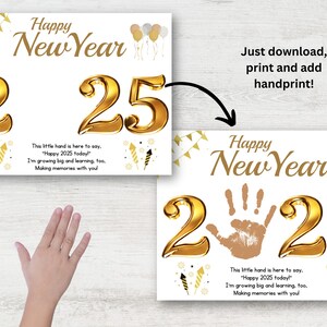New Year 2025 Handprint Art, Kids Toddlers Handprint Craft, Handprint ...