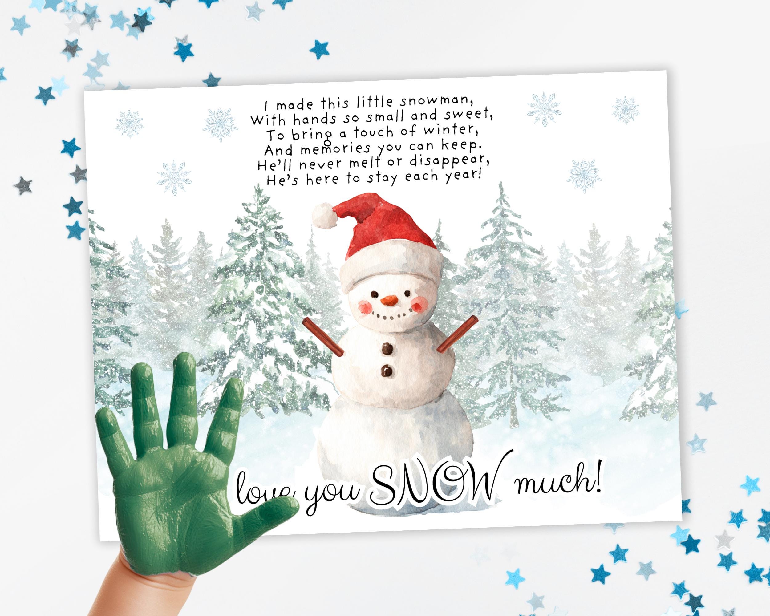 Snowman Handprint Craft, I Love You Snow Much Handprint Art, Printable ...