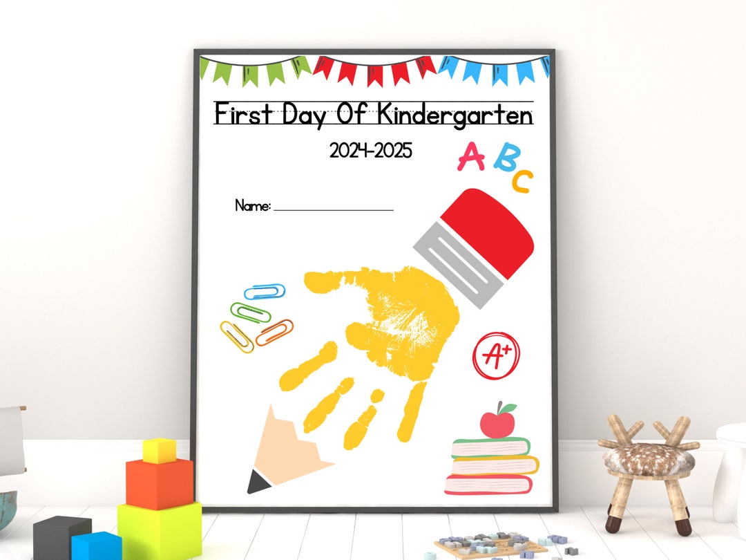 First Day of Kindergarten Handprint Art, Back to School Handprint Craft ...