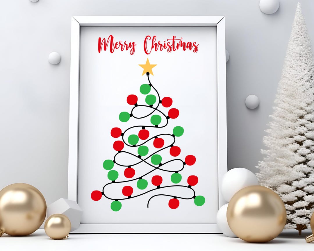 Christmas Lights Fingerprint Art, Handprint Art, Kids Toddlers Craft ...