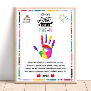 Editable First Day of Pre-k Handprint Art, First Day of School ...