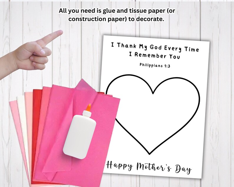 Mother's Day Bible Craft, Mothers Day Heart Tissue Paper Craft ...