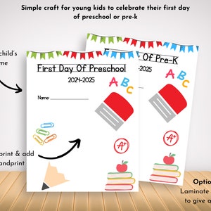 First Day of Preschool Pre-k Handprint Art, Back to School Handprint ...