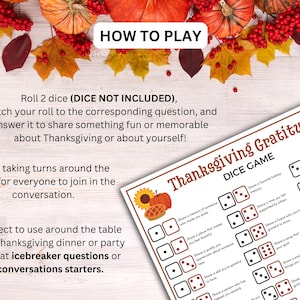 Thanksgiving Dice Gratitude Game Printable, Roll the Dice, Thanksgiving ...