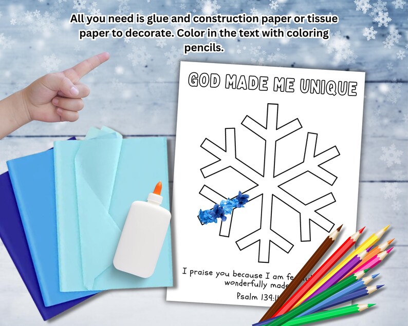 Winter Bible Craft, Winter Tissue Paper Craft, Printable Snowflake ...