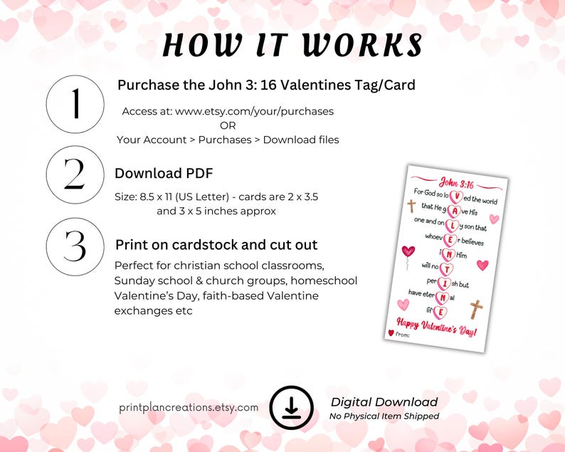 John 3:16 Valentine Tag, Bible Verse Valentine's Day Card, Religious ...