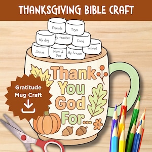 Gratitude Mug Bible Craft Printable, Thanksgiving Craft for Kids ...
