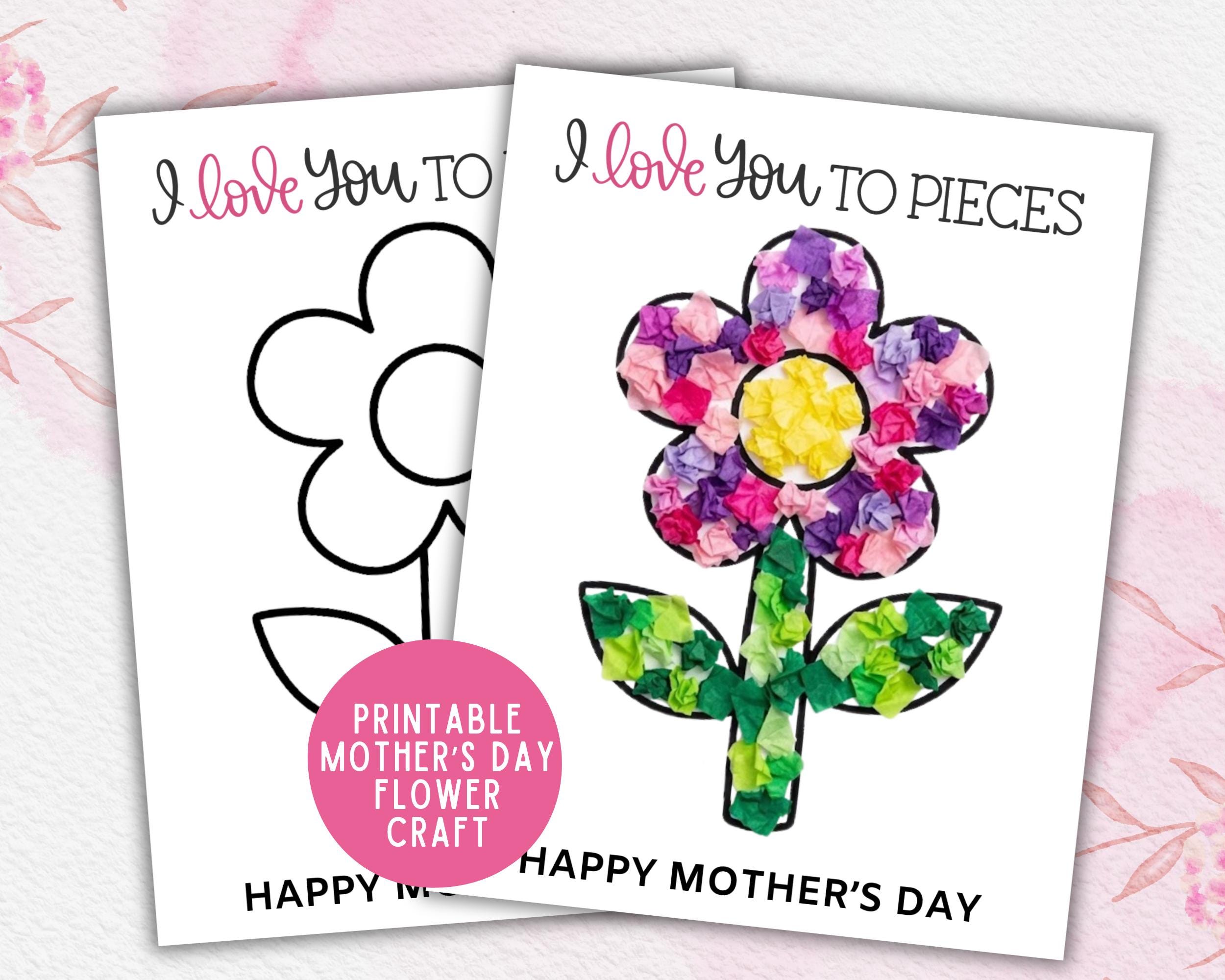 Mother's Day Flower Tissue Paper Craft, Mothers Day Tear Art Card Gift ...