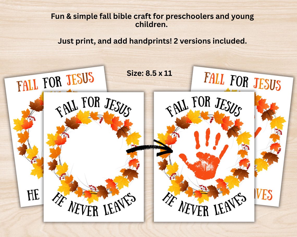 Fall for Jesus Handprint Craft, Fall Bible Craft Printable, Fall Leaves ...