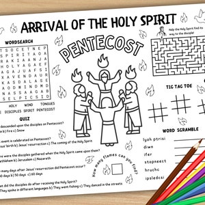 Pentecost Activity Placemat, Holy Spirit Coloring Page for Kids ...