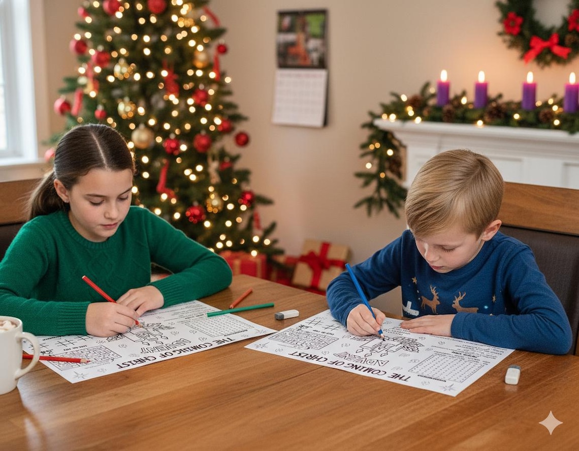 Advent Activity Placemat, Coloring Page Activity for Kids, Christian ...