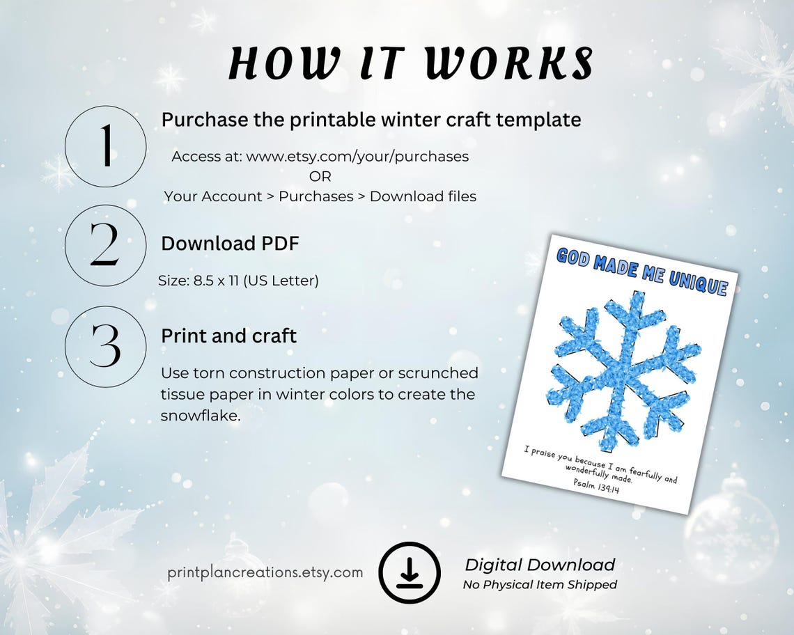 Winter Bible Craft, Winter Tissue Paper Craft, Printable Snowflake ...