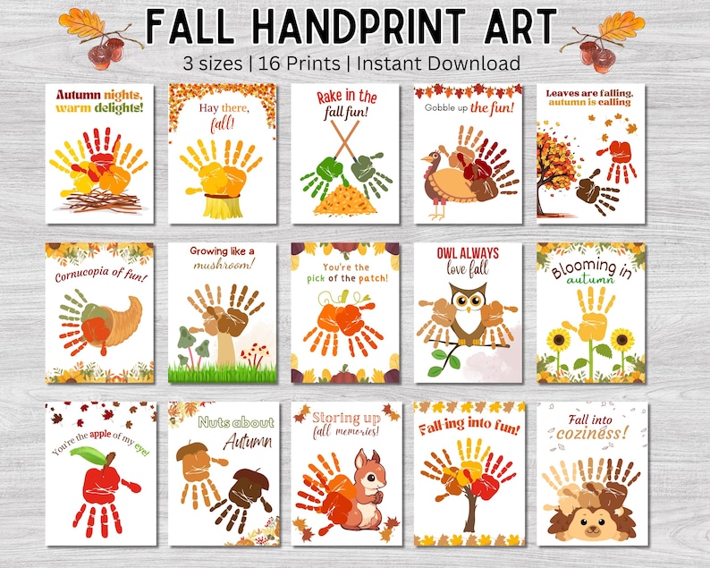Fall Handprint Art Bundle, Fall Handprint Craft Printable, Autumn Ideas ...