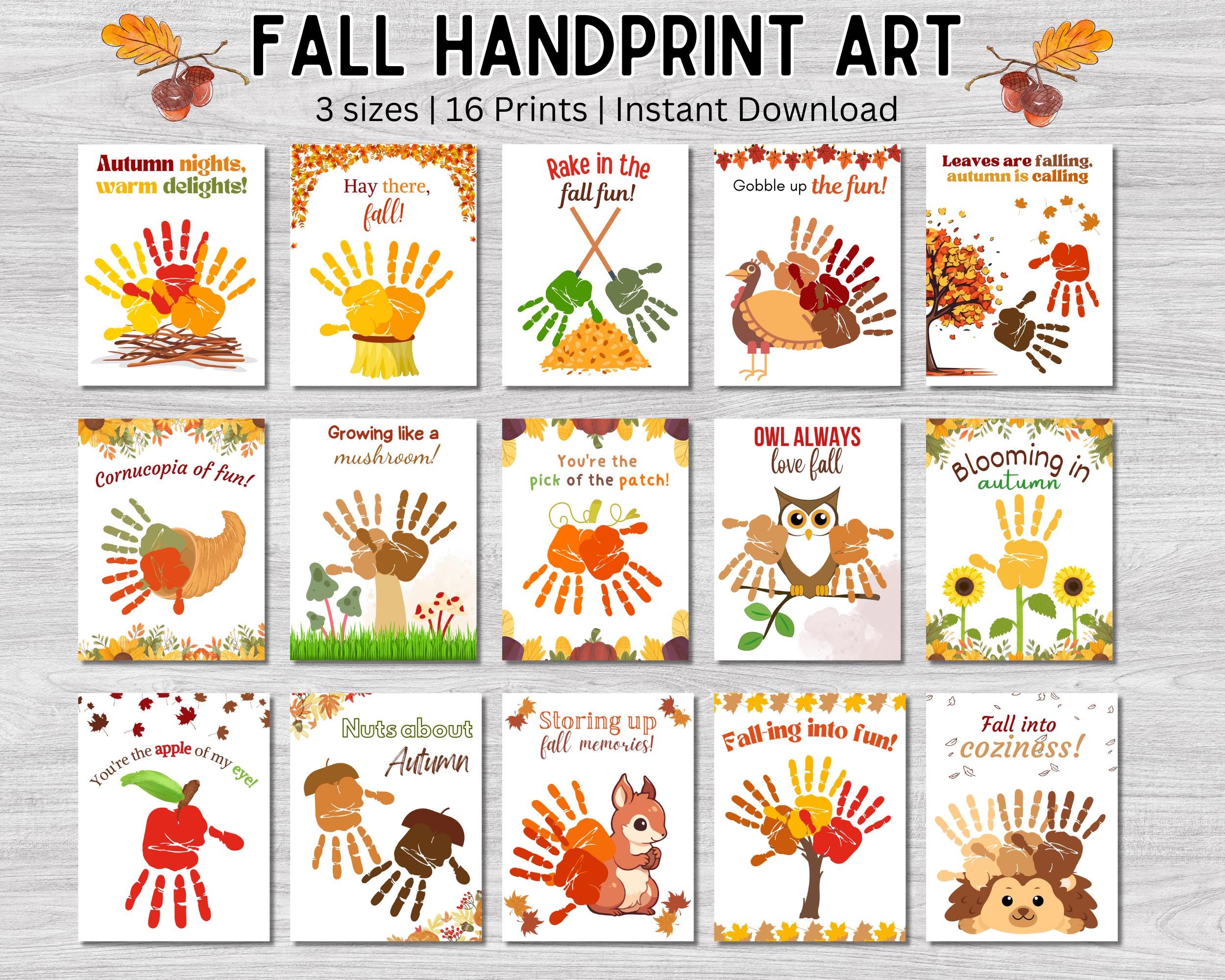 Fall Handprint Art Bundle, Fall Handprint Craft Printable, Autumn Ideas ...
