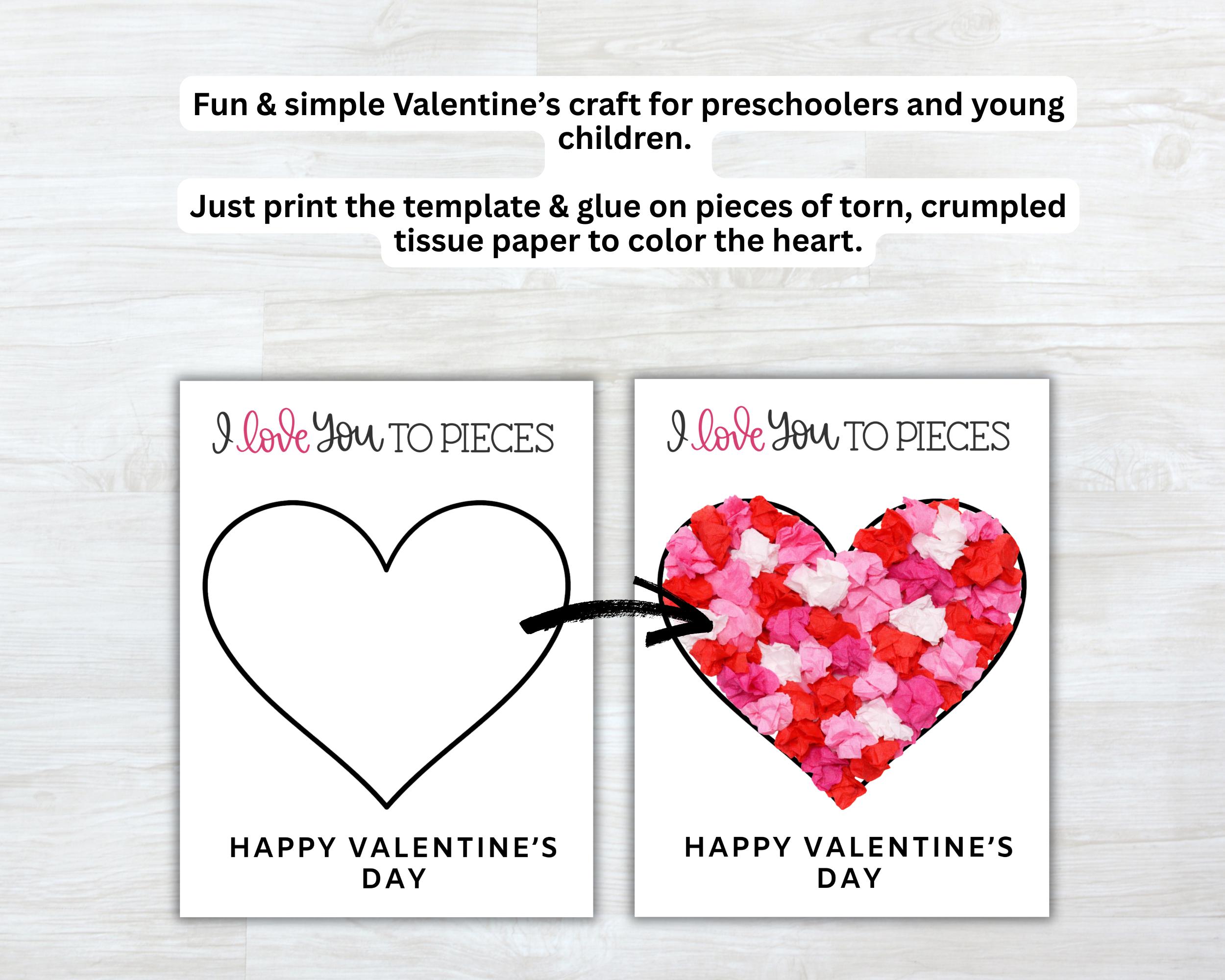 Valentine's Day Tissue Paper Craft, Valentines Heart Torn Paper Craft ...
