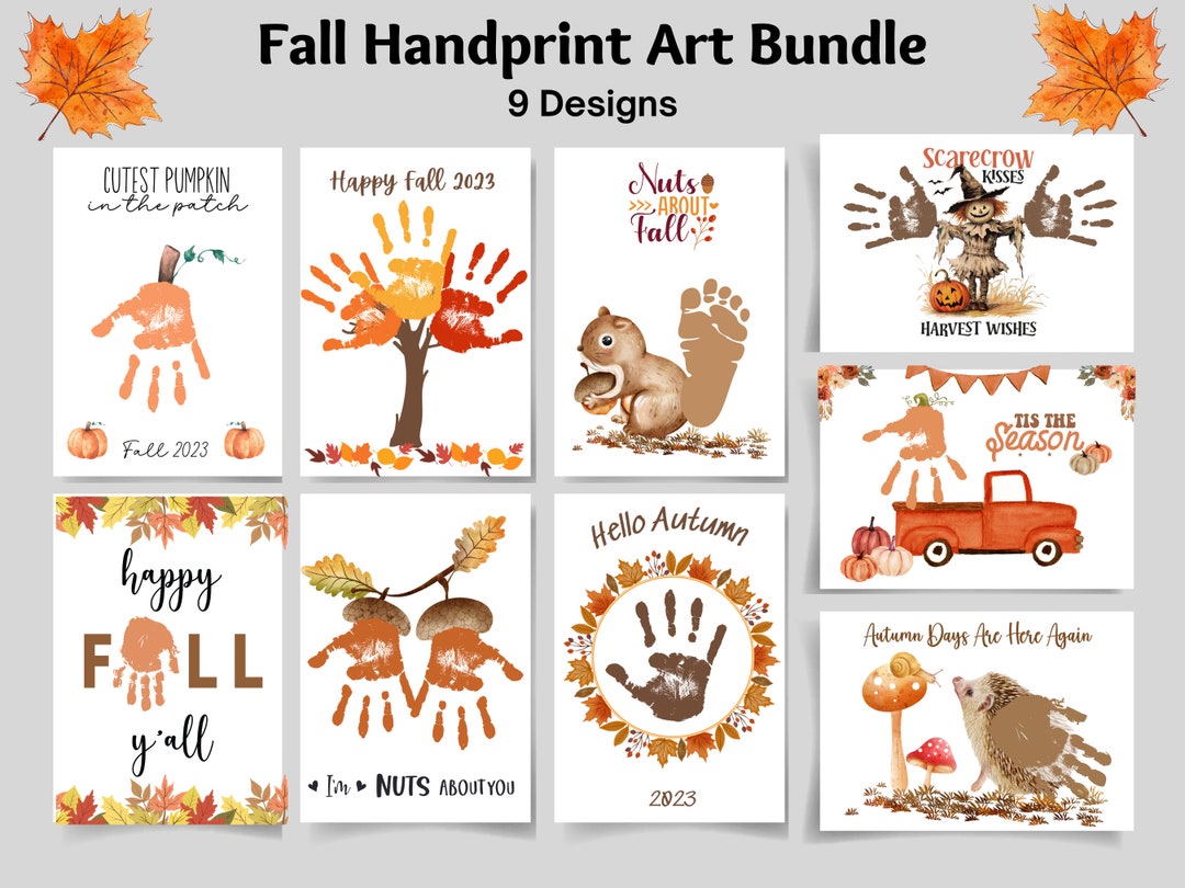 Fall Handprint Art Bundle Fall Handprint Craft Printable - Etsy