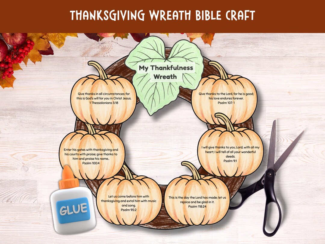 Fall Thanksgiving Bible Craft Printable, Pumpkin Wreath Sunday School ...