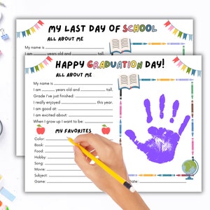Last Day of School Printable, Handprint Art Craft, End of School Year ...