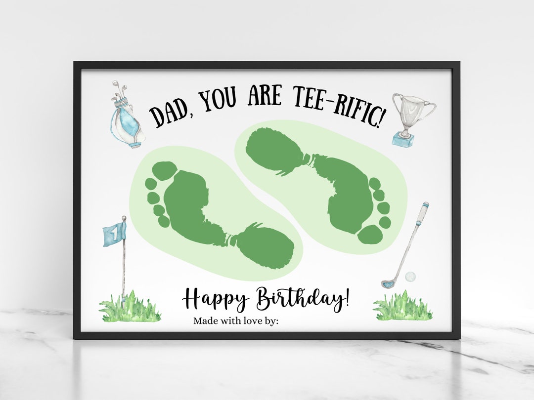 Golf Handprint Footprint Art, Birthday Printable Craft, Dad Golf ...