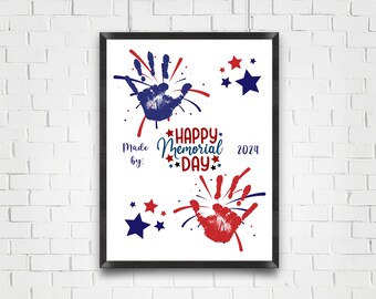 Memorial Day Handprint Art Salute, Memorial Day Craft Activity Toddlers ...