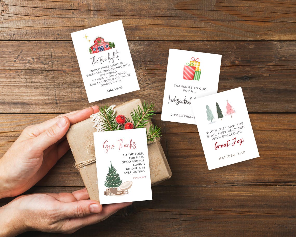 Christmas Bible Verse Cards, Religious Christmas Scripture Cards ...