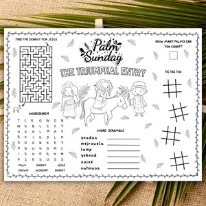 Printable Palm Sunday Activity Placemat, Holy Week, Coloring Page, Palm ...