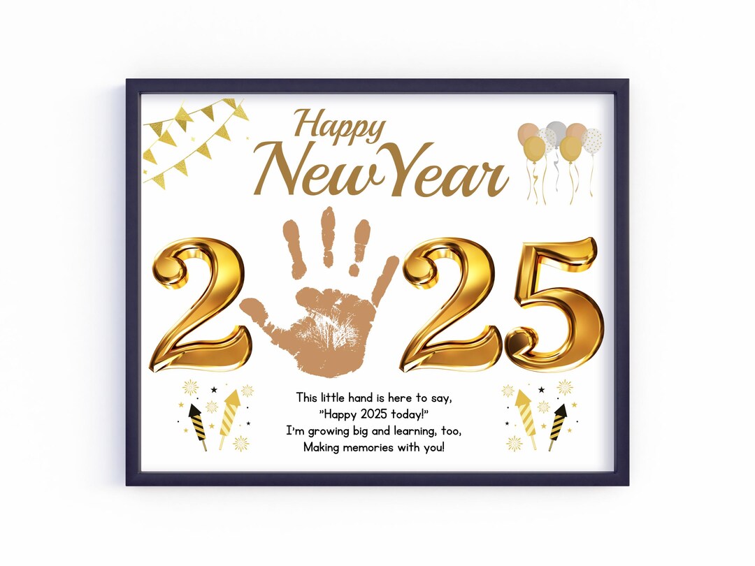 New Year 2025 Handprint Art, Kids Toddlers Handprint Craft, Handprint ...
