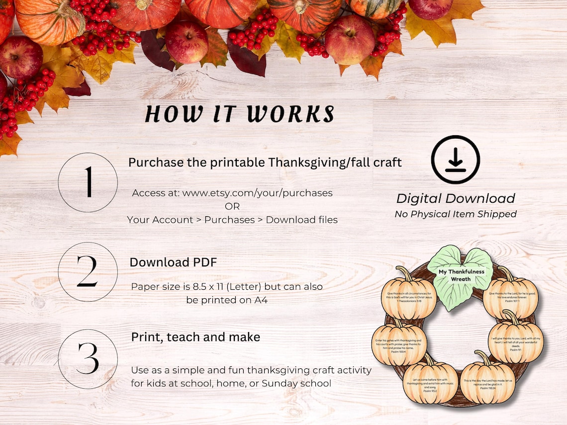 Fall Thanksgiving Bible Craft Printable, Pumpkin Wreath Sunday School ...