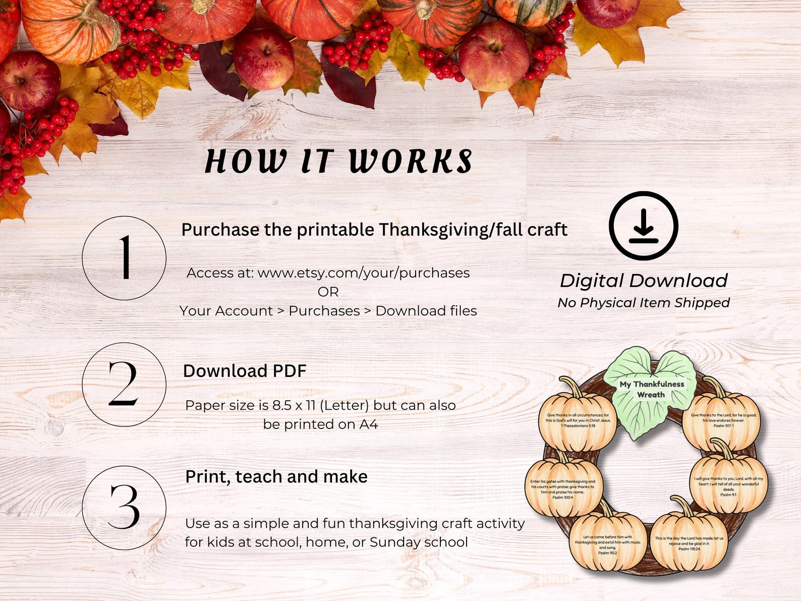 Fall Thanksgiving Bible Craft Printable, Pumpkin Wreath Sunday School ...