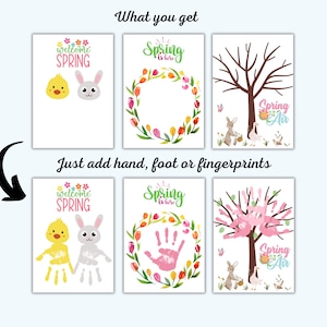Spring Handprint Art Bundle, Spring Handprint Craft, Printable, Spring ...