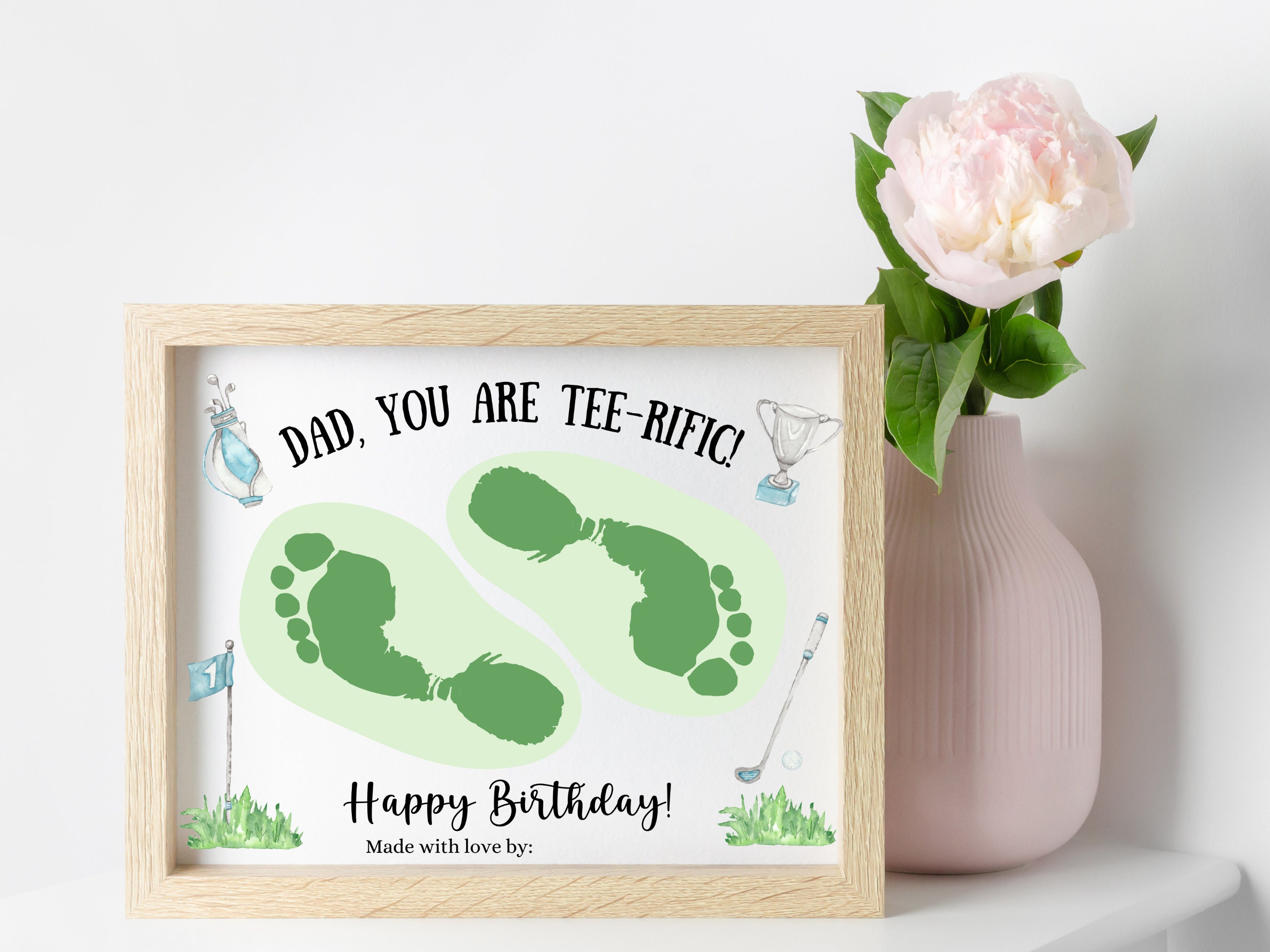 Golf Handprint Footprint Art, Birthday Printable Craft, Dad Golf ...
