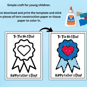 Father's Day Torn Paper Craft Printable, Father's Day Gift to Dad From ...