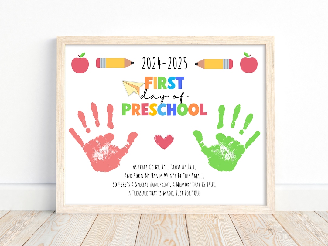 First Day of Preschool Pre-k Handprint Art, Kindergarten Preschool ...